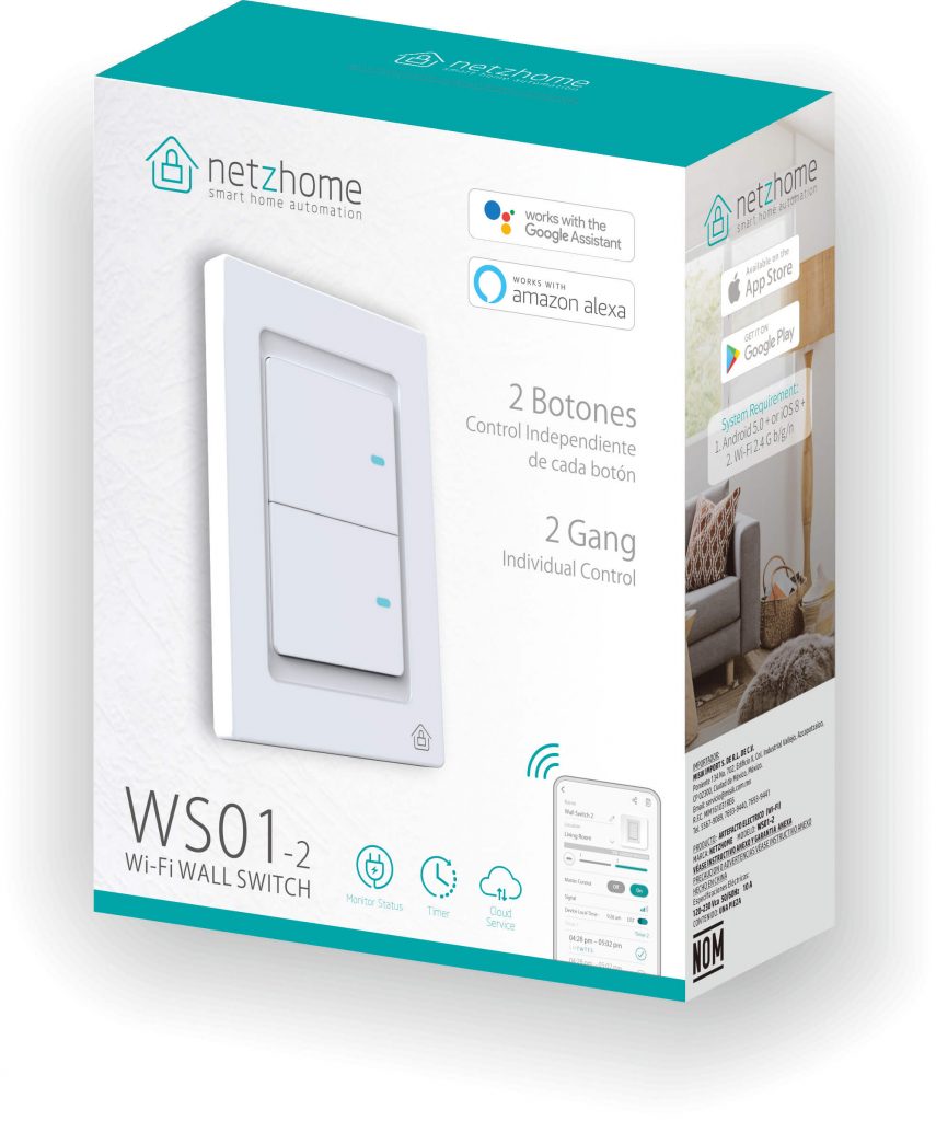 INTERRUPTOR INTELIGENTE WIFI DE DOS BOTONES - WS01-2 - NetzHome
